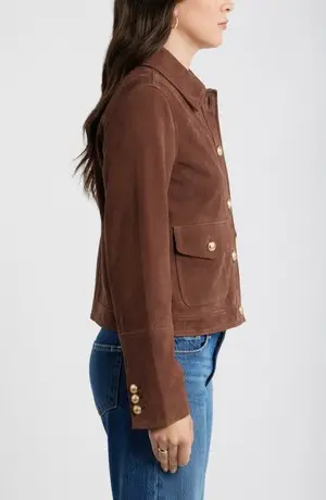 Caslon Button Front Suede Jacket