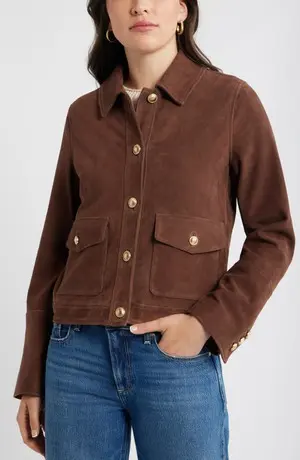 Caslon Button Front Suede Jacket