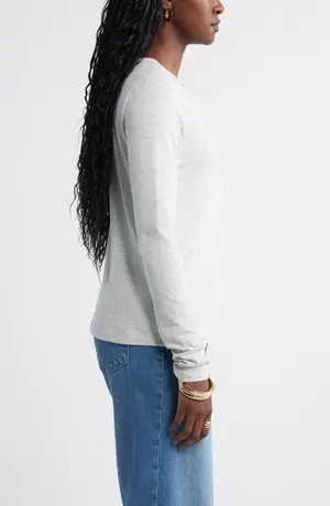 Caslon Long Sleeve Slub Crewneck T-shirt - Grey Light Heather