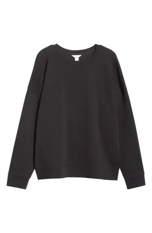 Caslon Stretch Cotton Rib Sweatshirt - Black