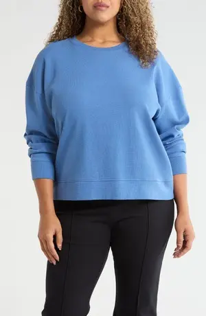 Caslon Stretch Cotton Rib Sweatshirt - Blue Glory