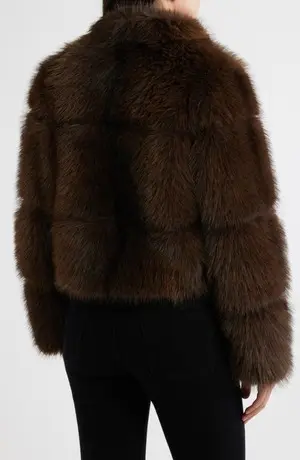 Bcbgmaxazria Chubby Crop Faux Fur Jacket - Dark Mocha