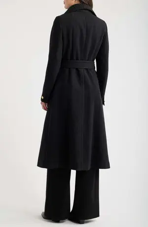 Donna Karan New York Ribbed Collar Belted Coat - Black