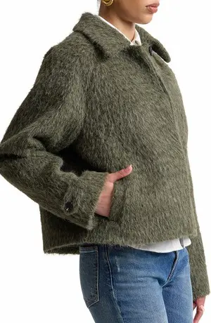 Avec Les Filles Crop Woolly Jacket - Basil