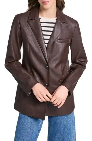 LEVI'S Faux Leather Blazer - Dark Brown