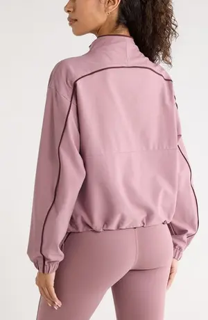 Zella Piped Half Zip Pullover - Purple Shake