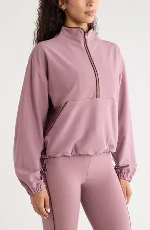 Zella Piped Half Zip Pullover - Purple Shake