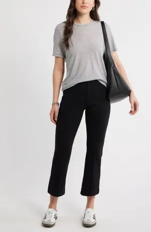 Caslon Stretch Cotton Crop Kick Flare Pants - Black