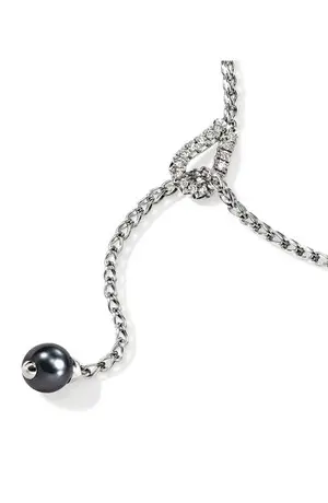 John Hardy Surf Y-necklace, Diamonds, Grey Pearl