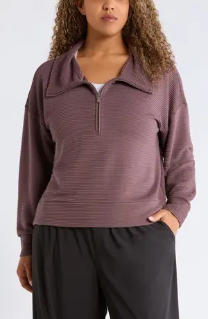 Zella Ottoman Half Zip Pullover Grey Plum