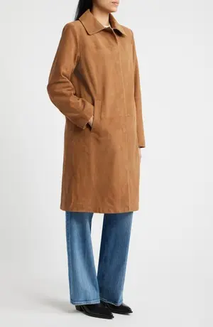 Bernardo Long Suede Coat - Camel