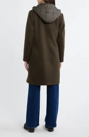 Lucky Brand Walker Coat With Hooded Bib Inset - Loden