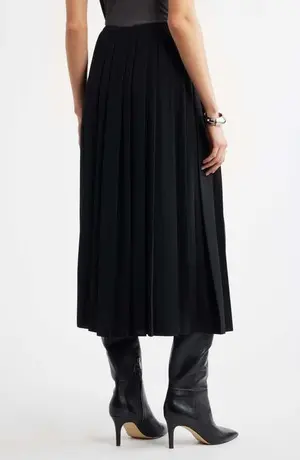 Nordstrom Pleated Midi Skirt - Black