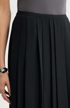 Nordstrom Pleated Midi Skirt - Black