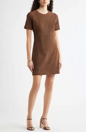Nordstrom Sculpted Suede Minidress - Brown Drum