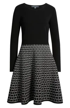 Julia Jordan Long Sleeve Jacquard Sweater Dress