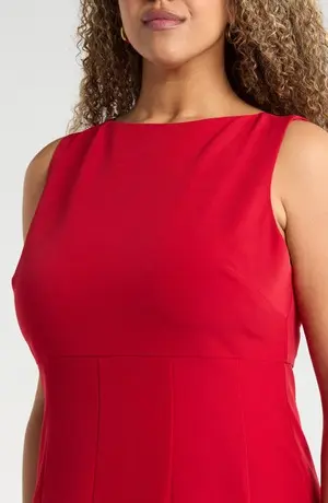 Chelsea28 Bateau Neck Midi Dress - Red Emboldened