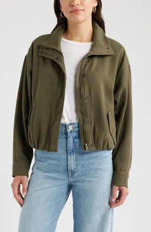 Caslon Bubble Hem Cotton Twill Jacket - Olive Sarma