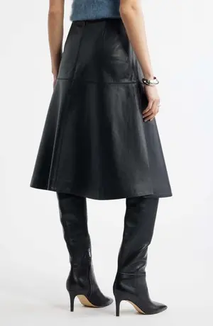 Nordstrom Leather A-line Midi Skirt