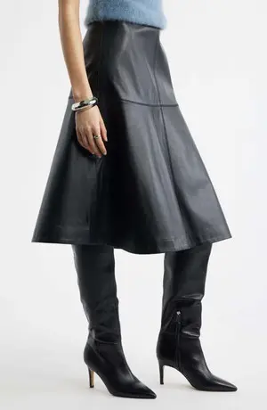 Nordstrom Leather A-line Midi Skirt