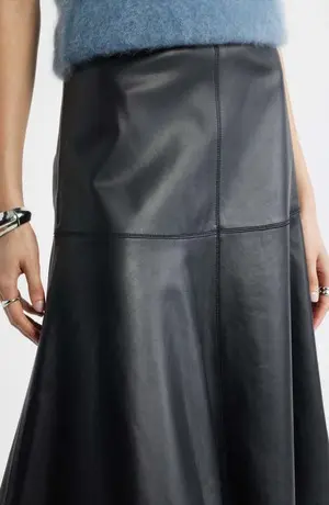 Nordstrom Leather A-line Midi Skirt