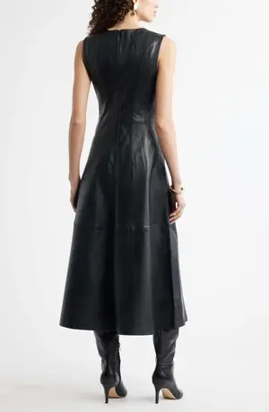Nordstrom Seamed Leather Midi Dress
