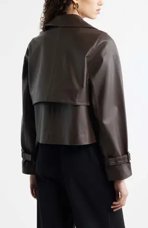 Nordstrom Crop Leather Trench Coat