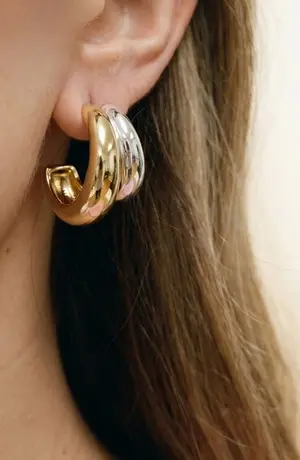 Argento Vivo Two-tone Double Hoop Earrings