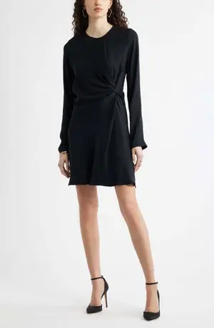 Nordstrom Side Twist Long Sleeve Minidress - Black