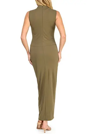 SOCIALITE Sleeveless Body-con Dress With Hardware Detail And Slit - Olive