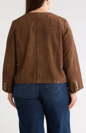 Nordstrom Suede Crop Button Front Jacket