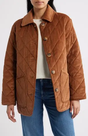 Bernardo Quilted Corduroy Jacket - Cognac