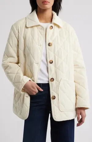 Bernardo Quilted Corduroy Jacket - Cream