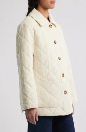 Bernardo Quilted Corduroy Jacket - Cream