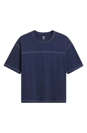 Bp. Contrast Coverstitch Cotton Jersey T-shirt - Navy Iris