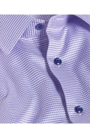 David Donahue Regular Fit Geo Pattern Cotton Dobby Dress Shirt
