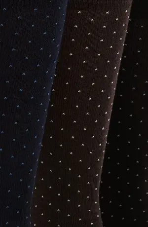 Nordstrom Assorted 3-pack Combed Cotton Blend Dress Socks - Multi Dot Combo