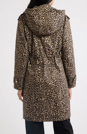 Michael Kors Hooded Trench Coat - Cheetah
