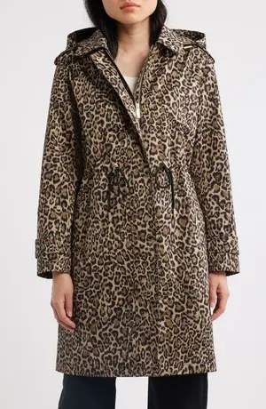 Michael Kors Hooded Trench Coat - Cheetah