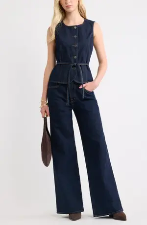 Treasure & Bond High Rise Wide Leg Jeans - Indigo Rinse