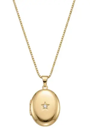 Argento Vivo Oval Locket Pendant Necklace - Gold