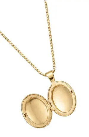 Argento Vivo Oval Locket Pendant Necklace - Gold