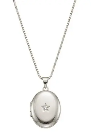 Argento Vivo Oval Locket Pendant Necklace Silver
