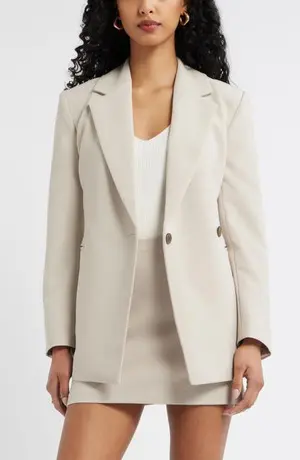 OPEN EDIT The Icon Double Breasted Blazer - Grey Feather