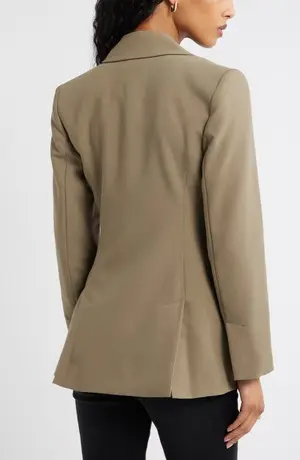 OPEN EDIT The Icon Double Breasted Blazer - Olive Dusk
