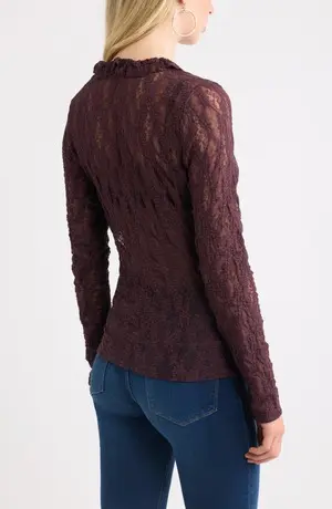 Treasure & Bond Ruffle Tie Neck Lace Top
