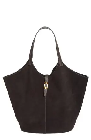 REISS Lyra Leather & Suede Large Tote - Chocolate