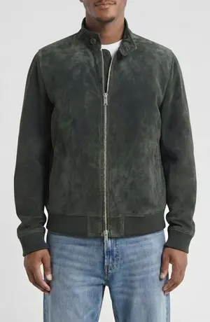 Bagatelle Genuine Suede Harrington Jacket - Bottle Green