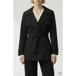 NOIZE Amina Tie Waist Water Repellent Coat Black