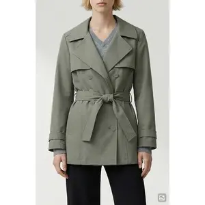 NOIZE Amina Tie Waist Water Repellent Coat - Sage